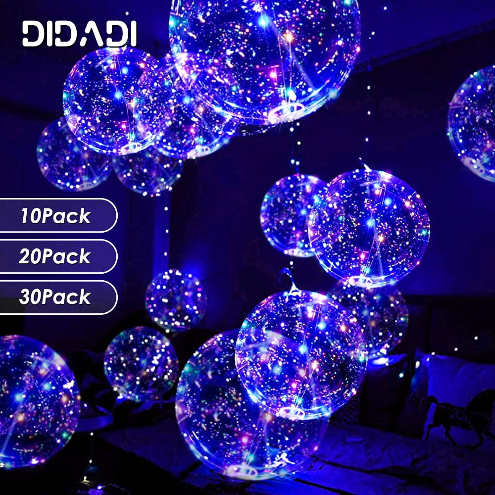 Light up Bobo Bubble Balloons DIDADI 10/20/30 Pack RGB Color LED ...