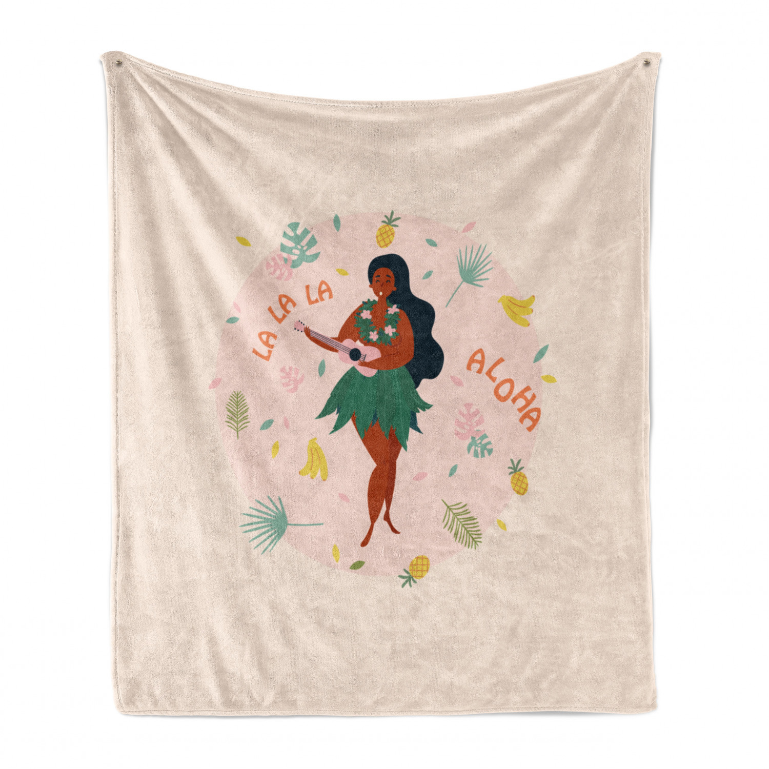 Hula Girl Soft Flannel Fleece Blanket, La La La Aloha Dancer with Fan ...