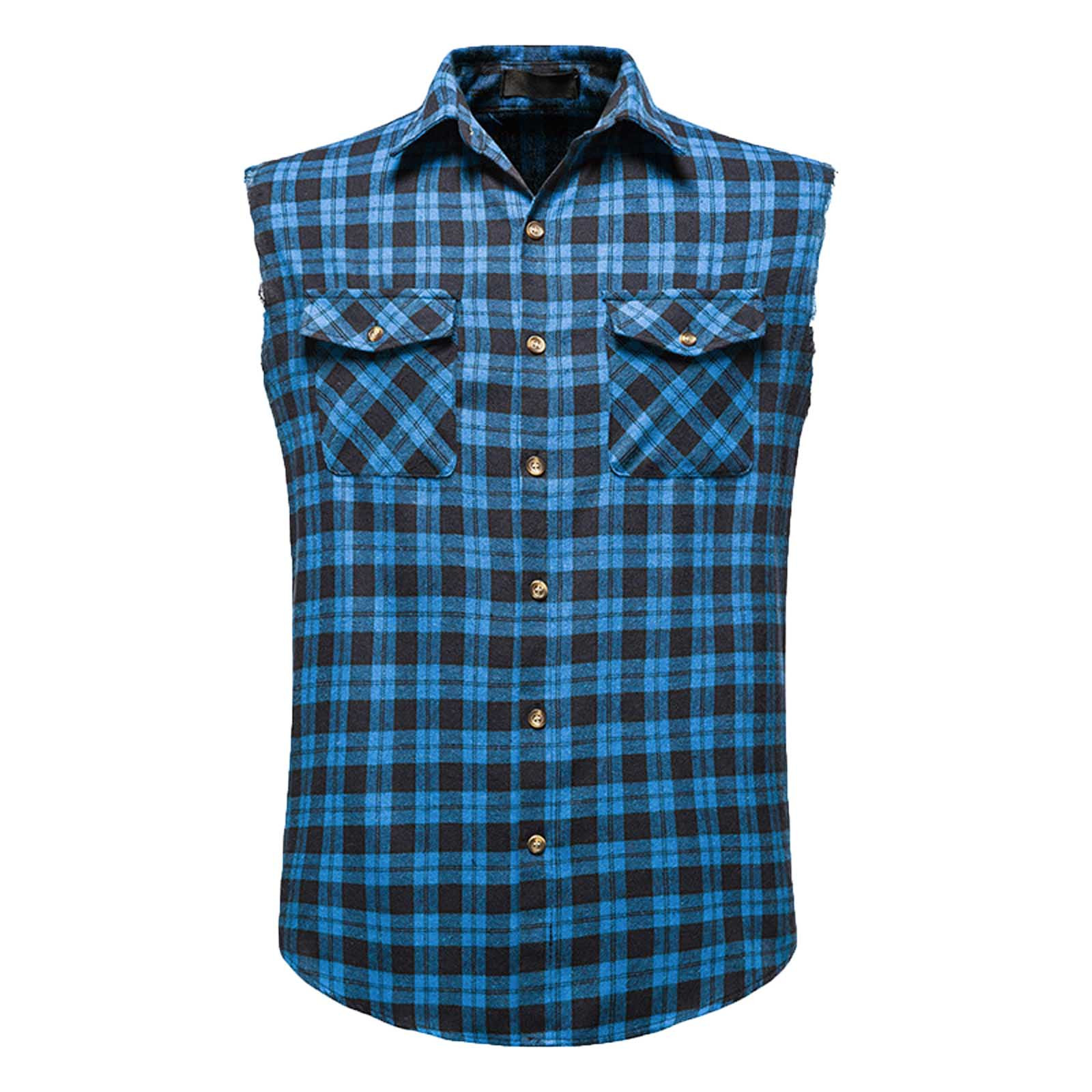 VEKDONE 2023 Clearance Men s Muscle Cut Off Shirts Slim Fit Button Down 