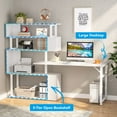 Tribesigns Rotating Computer Desk with 5 Shelves Bookshelf, Modern L ...