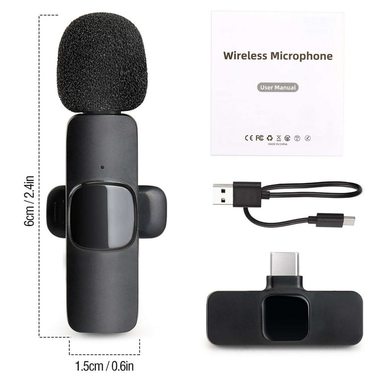 Lapel Mic For Smartphone 3-in-1 Wireless Lavalier Microphone - Dual Mic ...