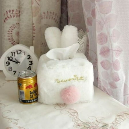 Cute Rabbit Shape Plush Surface Tissue Box for Home Living Room Car ...