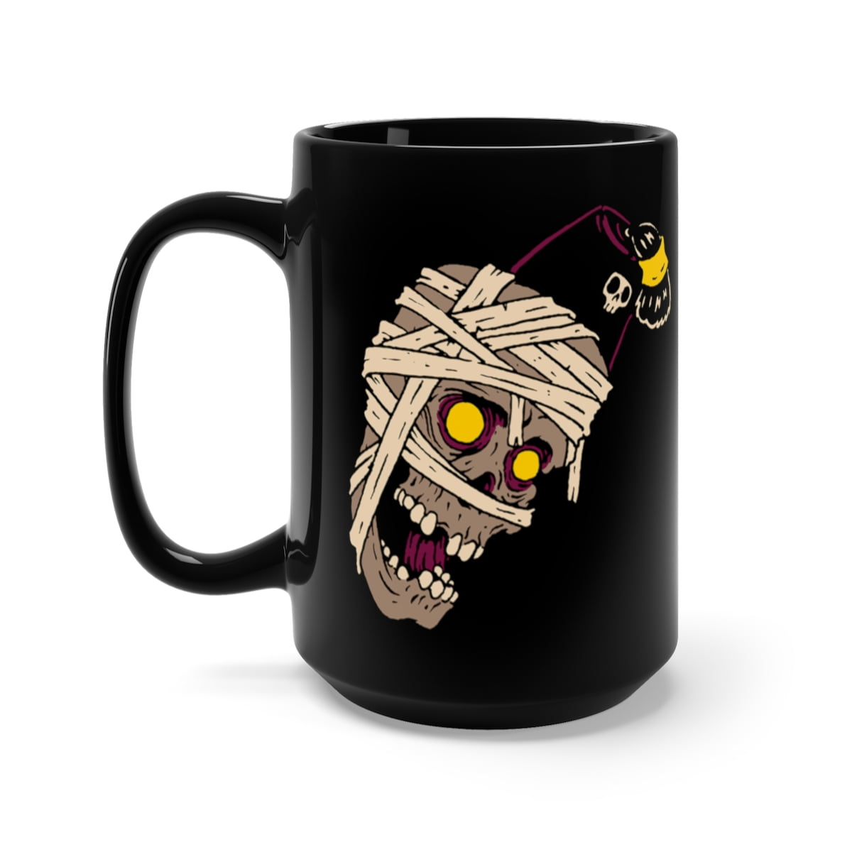 Mummy's Tomb Skull Pharoah Undead Horror Coffee Mug, 15oz, Black ...