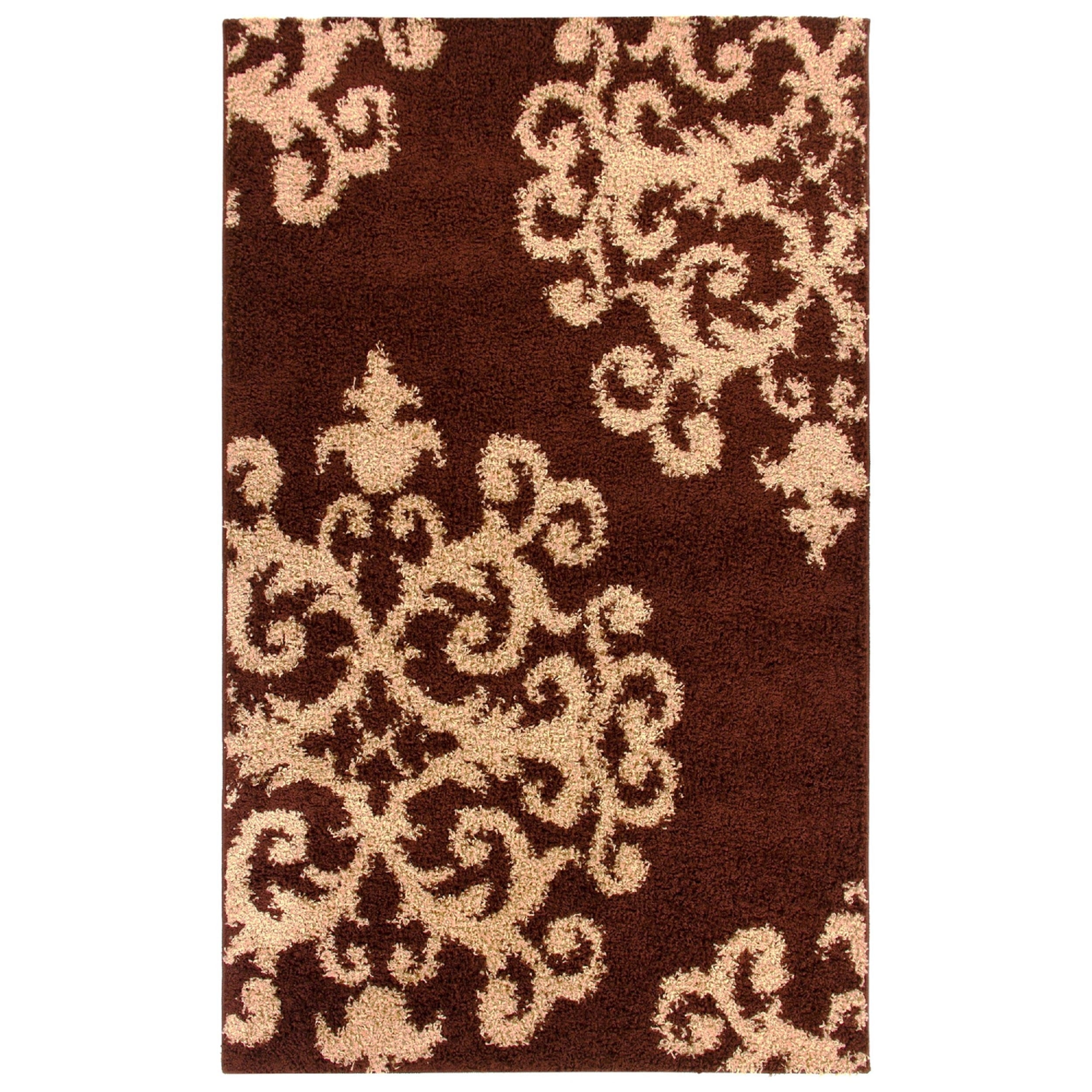 Victorian Shag Area Rug, Hand-Tufted, Shabby-Chic, Retro Style Brown ...