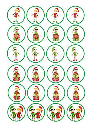 24 Mixed Elf Christmas Edible Frosting Cupcake Toppers - Walmart.com
