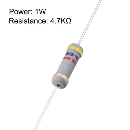 200pcs 1W 4.7K Ohm Carbon Film Resistor 5% Tolerance 4 Color Bands ...