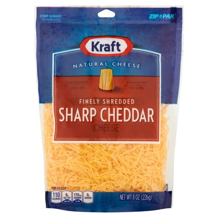 Kraft Finely Shredded Sharp Cheddar Cheese, 8 oz - Walmart.com