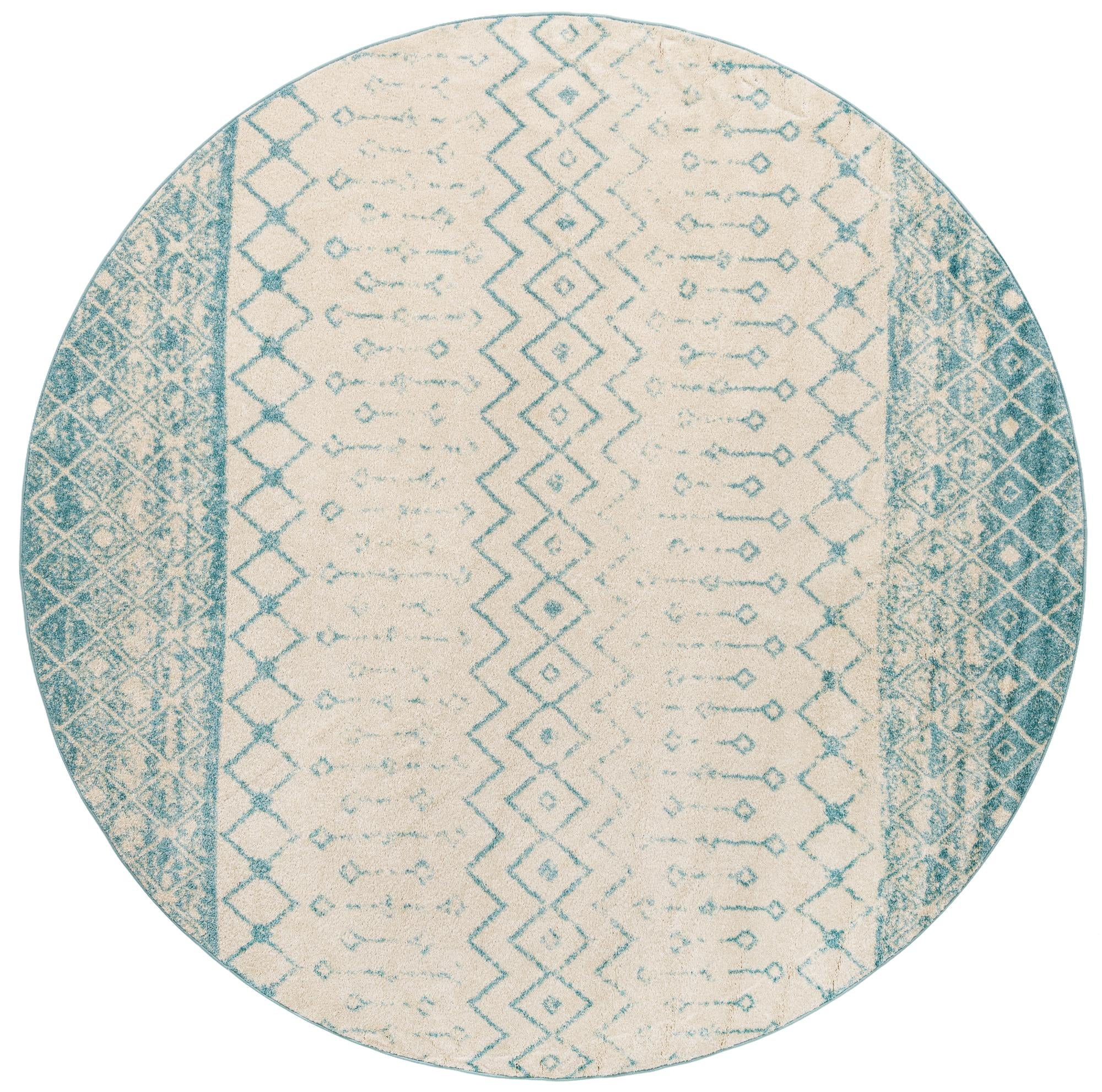 Rugs.com Moroccan Trellis Collection Rug – 10 Ft Round Ivory Blue ...
