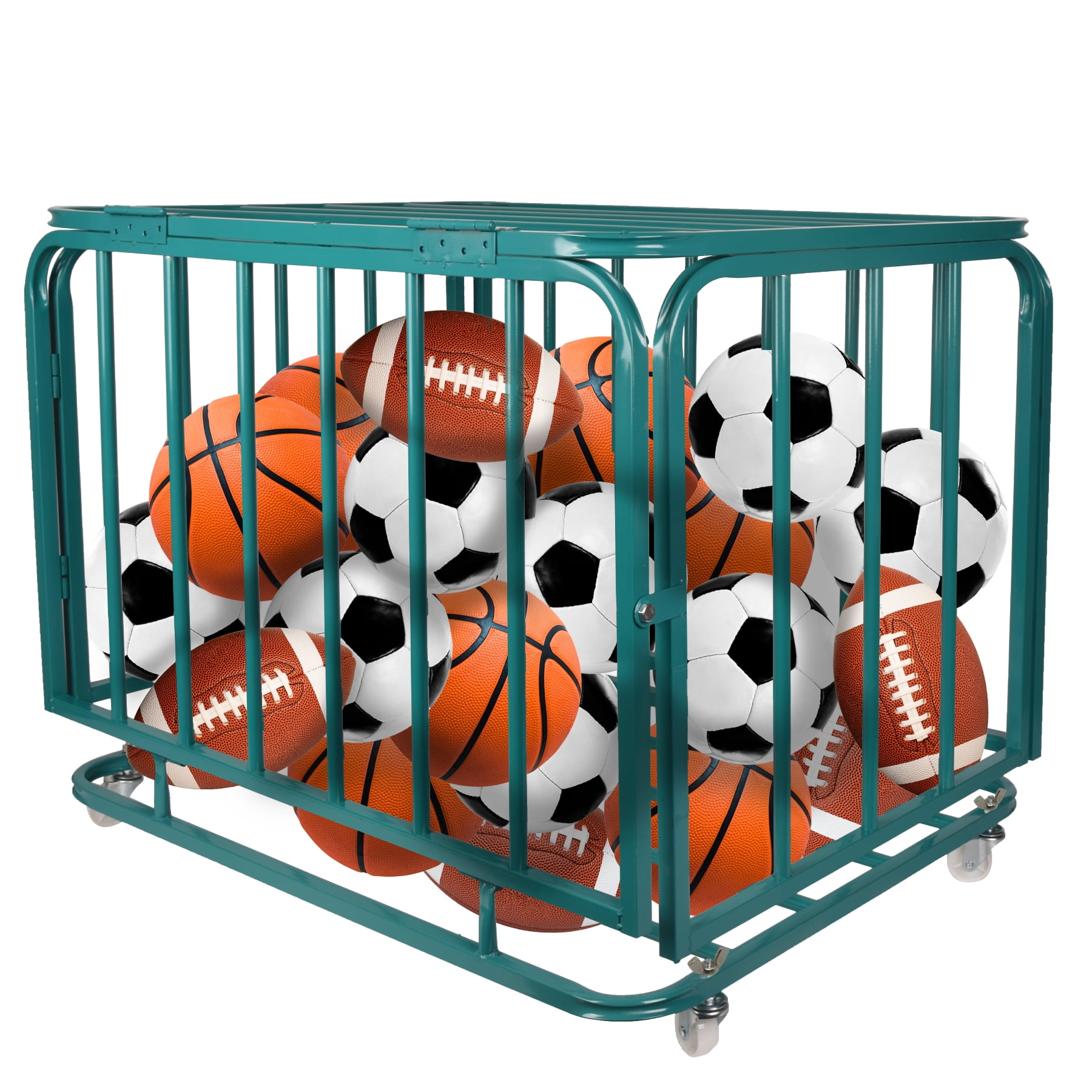 Dawot Rolling Ball Cart Foldable Mental Sports Ball Storage Cart with ...