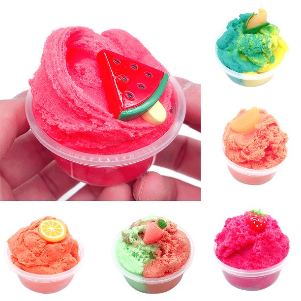 HEVIRGO Fluffy Fruit Watermelon Strawberry Slime Stress Relief Kids ...