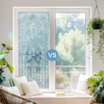 Coastal Blue Bowknot Window Privacy Film, Rustic Blue Floral Stripes ...