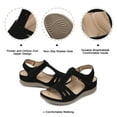SHIBEVER Womens Wedge Sandal Velcro Open Toe Summer Beach Bohemia ...