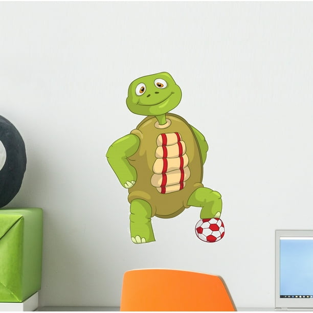 Funny Turtle Soccer Player Wall Decal Mural by Wallmonkeys Peel and ...