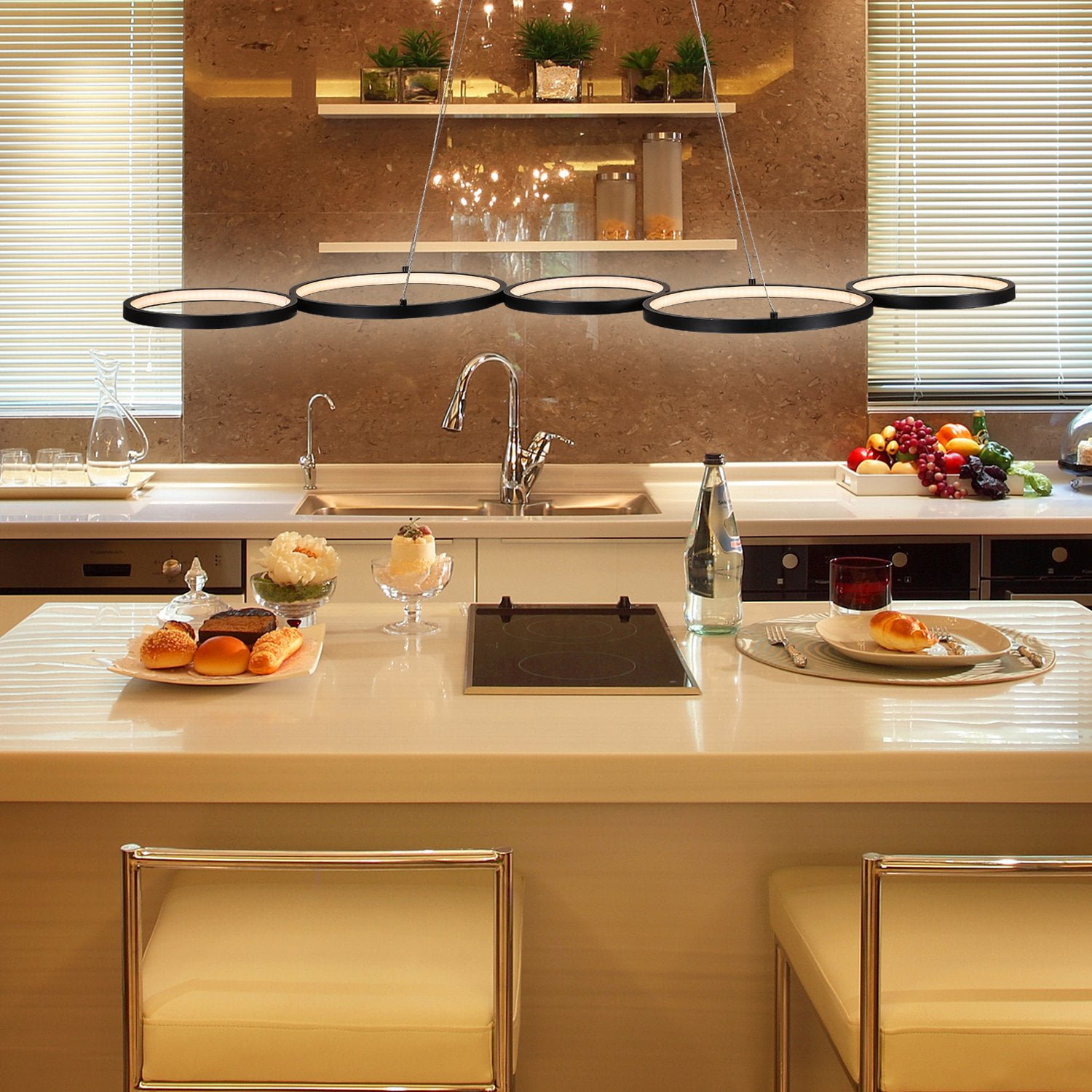 Buy LINK DREAM Modern Chandelier, LED Hanging Light Fixture, Ring ...