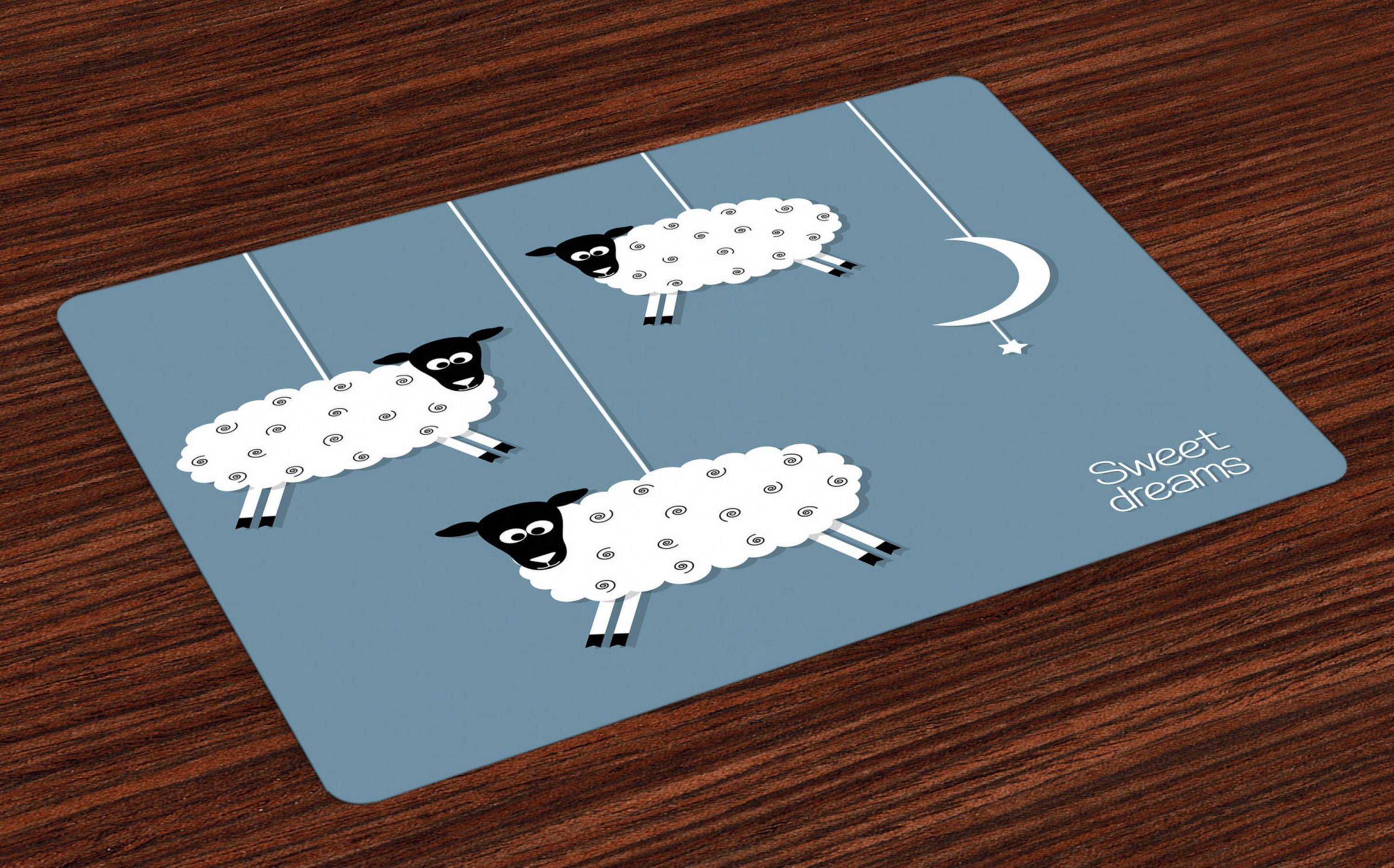 Ambesonne Saying Place Mats Set of 4, Sheep Moon Star, Standard Size ...