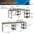 Techni Mobili L-Shape Industrial Desk with Storage Shelves, Walnut RTA ...