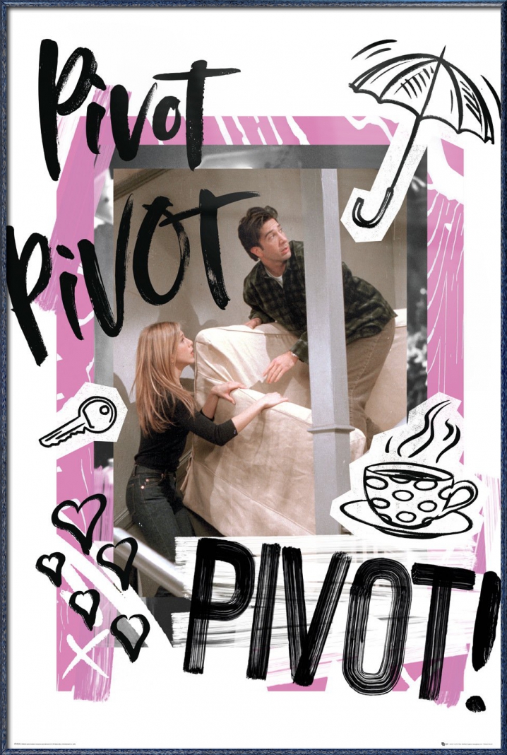 Friends - Framed TV Show Poster (Ross & Rachel - Couch - PIVot & PIVot ...