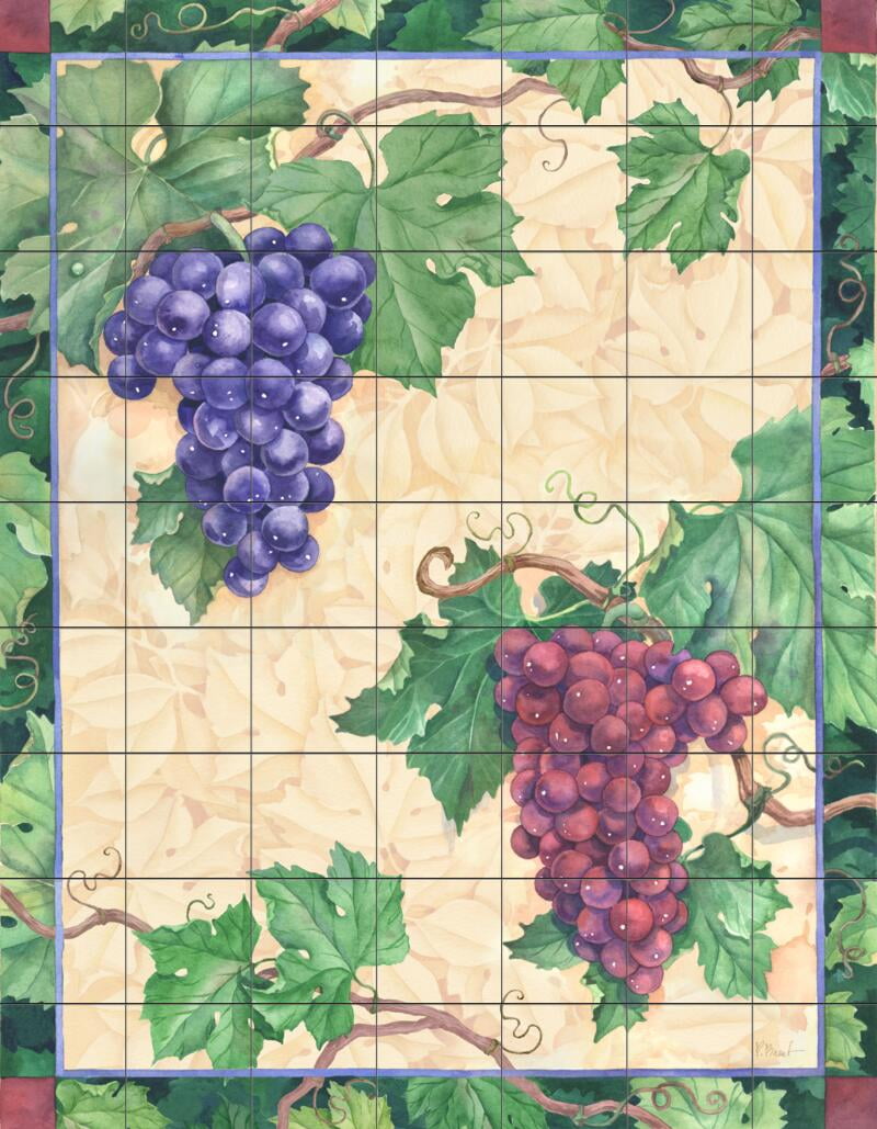 Tile Mural Kitchen Backsplash - Grapes-Mix - by Paul Brent - Walmart.com