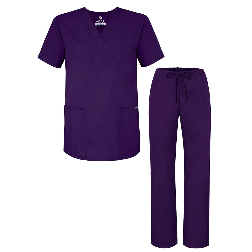 Adar - Adar Universal Unisex Scrubs - Unisex Drawstring Scrub Set ...