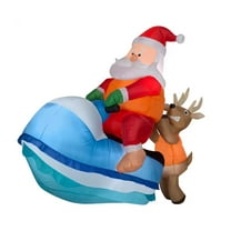 5FT Pre-Lit LED Santa Water Sleigh Christmas Inflatable Decoration ...