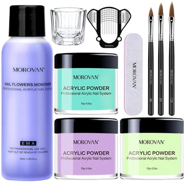 Morovan Acrylic Nail Kit with Drill 42 Colors Glitter Acrylic Powder ...