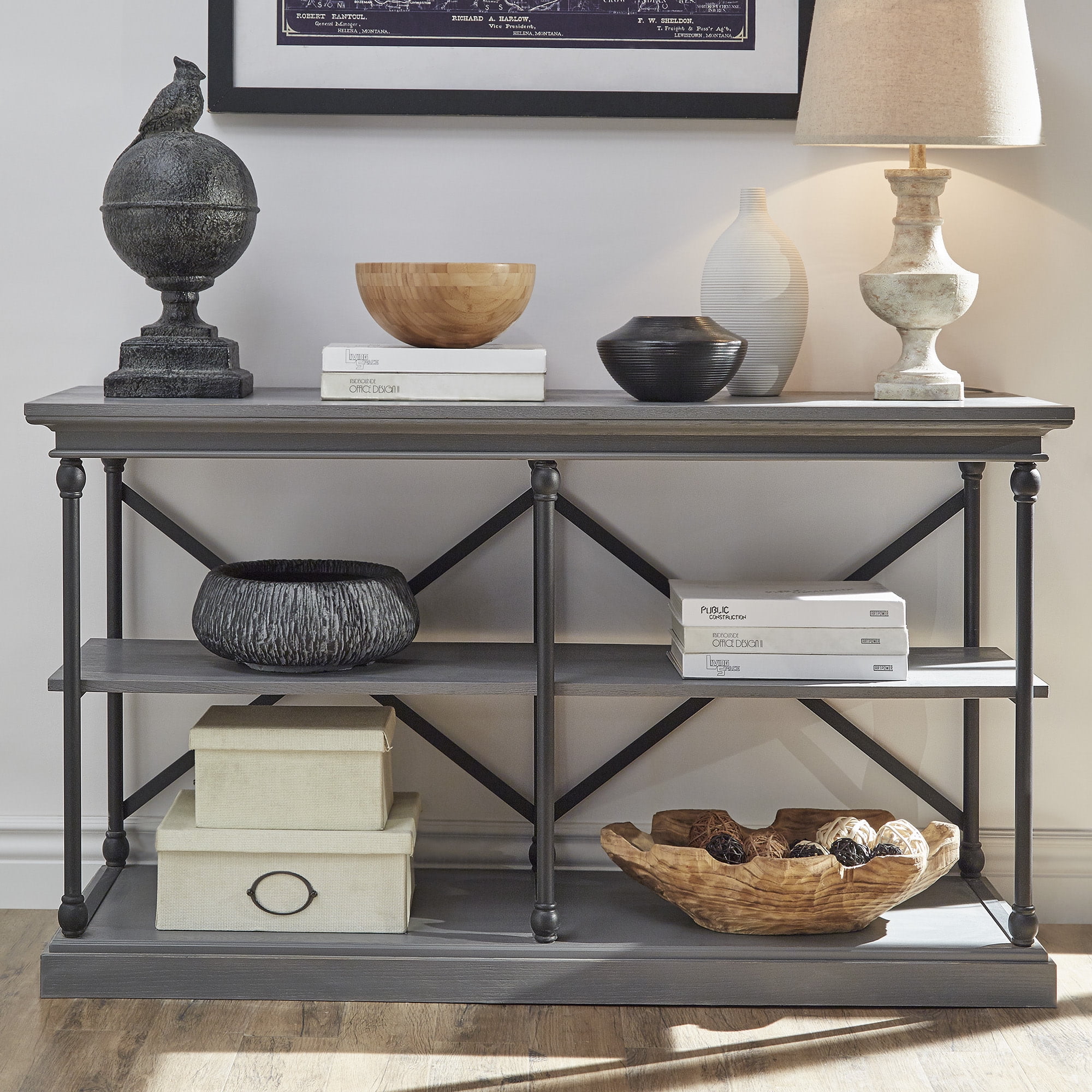 Weston Home Cabana Wood and Metal Console Table, Gray - Walmart.com