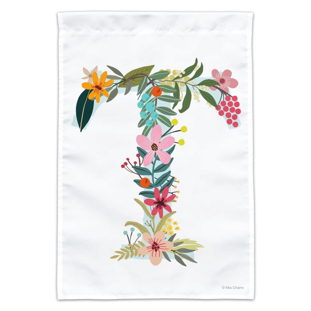 Letter T Floral Monogram Initial Garden Yard Flag - Walmart.com