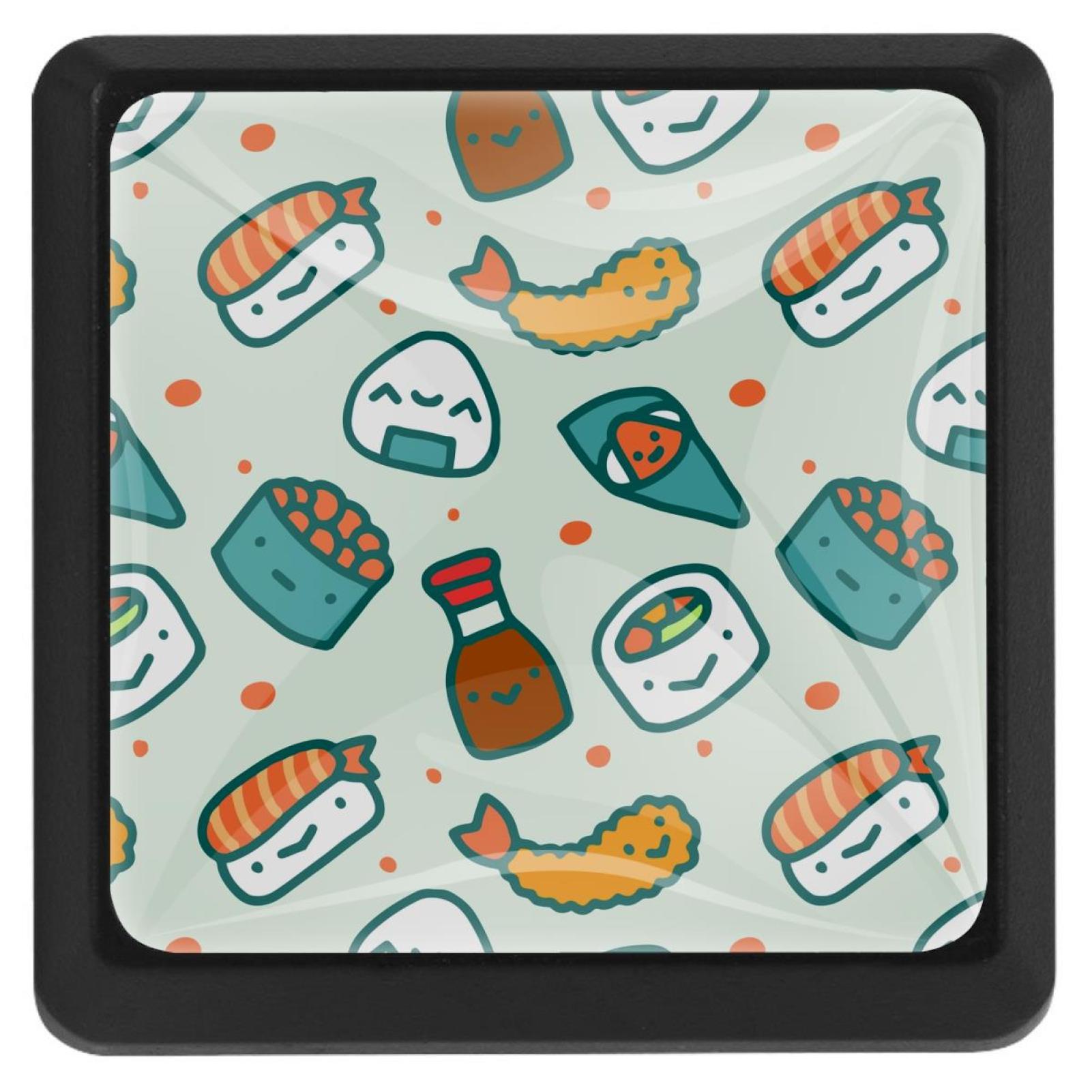 3 Pack Cute Delicious Sushi Square Cabinet Door Knobs Decor for ...