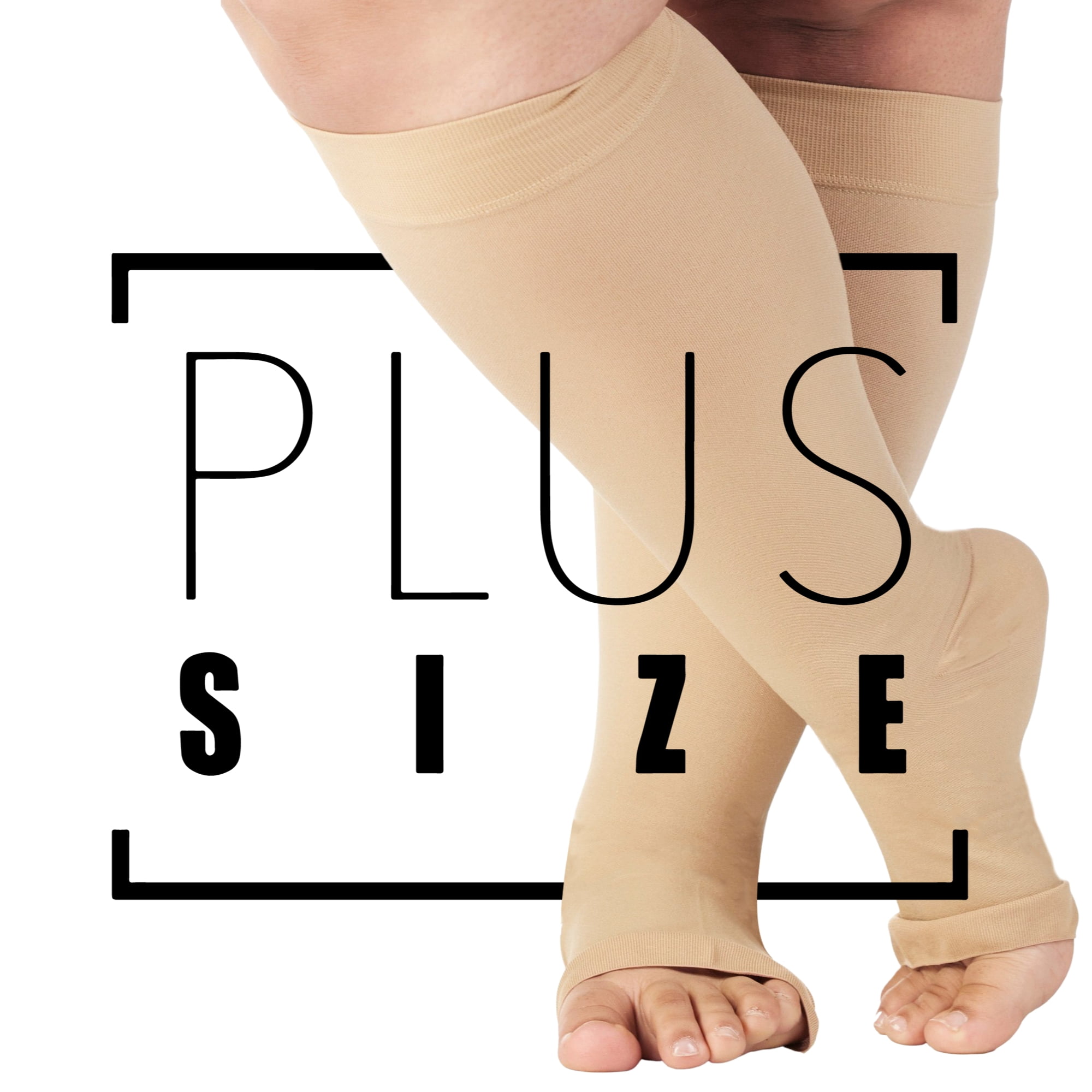 Plus Size Opaque Compression Knee High for Women and Men 20-30mmHg ...