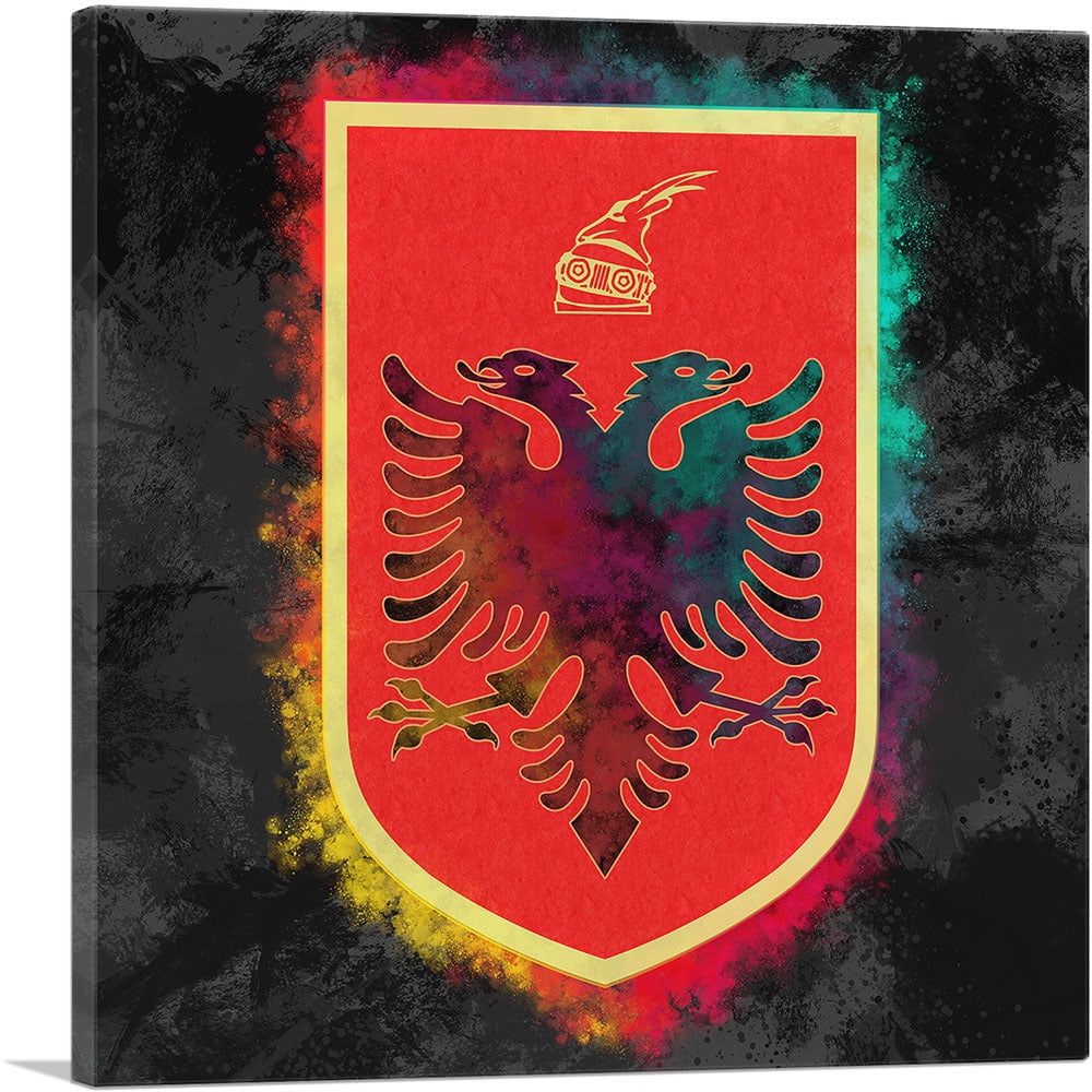 ARTCANVAS Albanian Coat of Arms with Colorful Glow Canvas Art Print ...