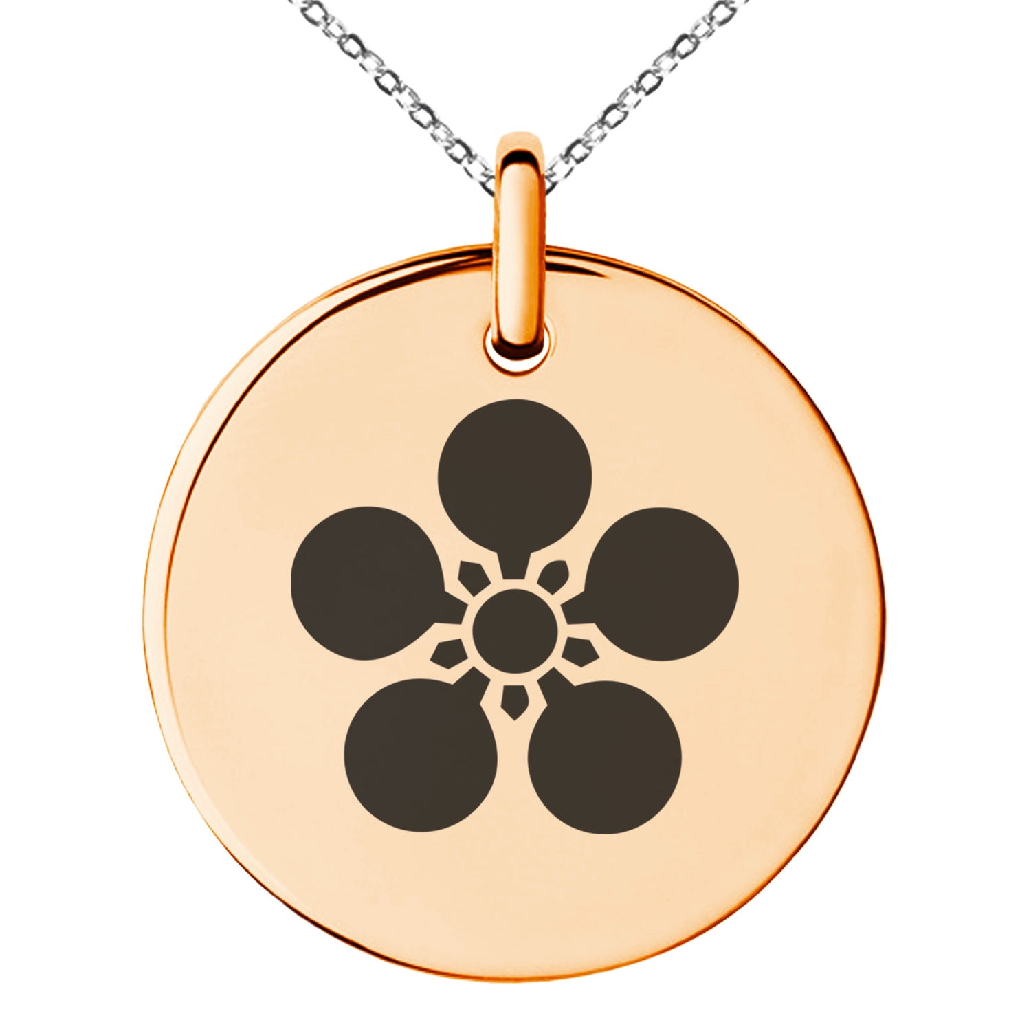 Stainless Steel Maeda Samurai Crest Engraved Small Medallion Circle ...