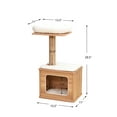 Kohola Bay 30 inch Wooden Small Cat Tree with Condo and Perch Jute Rope ...