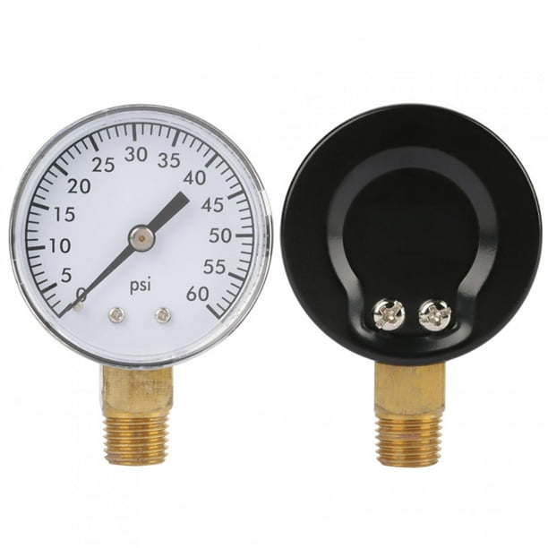 Hilitand Pressure Gauge Dual Scale Air Gas Water Gauge 0-60psi With 1/4 Inches NPT Bottom Mount ...