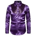 Bazeneo Mens Long Sleeve Shirts Button Down Sequin Shirts Slim Fit ...