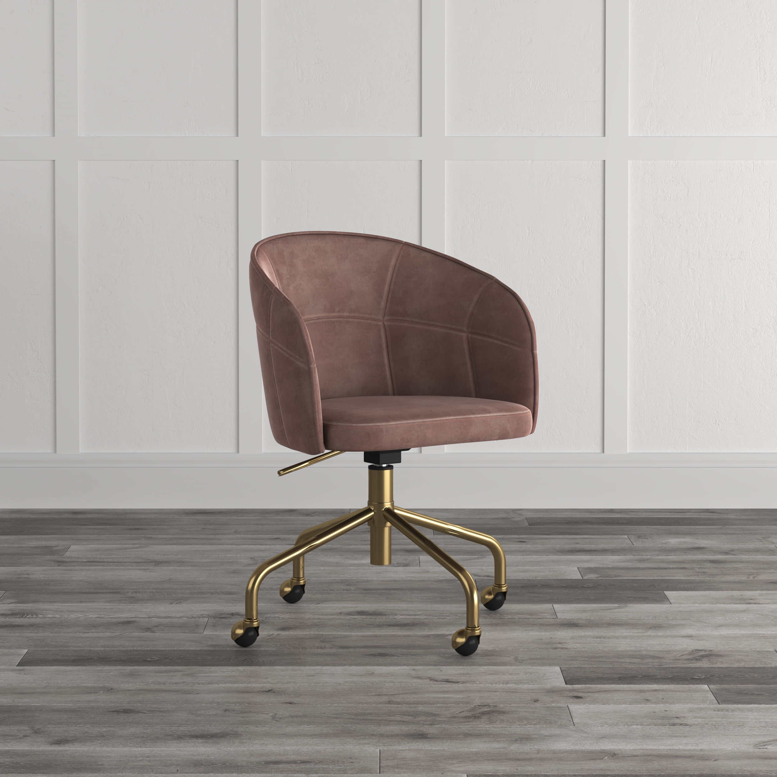 Quarters & Craft Velvet Upholstered Task Chair, Office Chair, in Rose ...