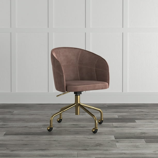 Quarters & Craft Velvet Upholstered Task Chair, Office Chair, in Rose ...