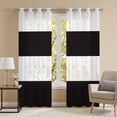 Black and White Stripe Pattern Sheer Curtains 63 Inch Long 2 Panels ...