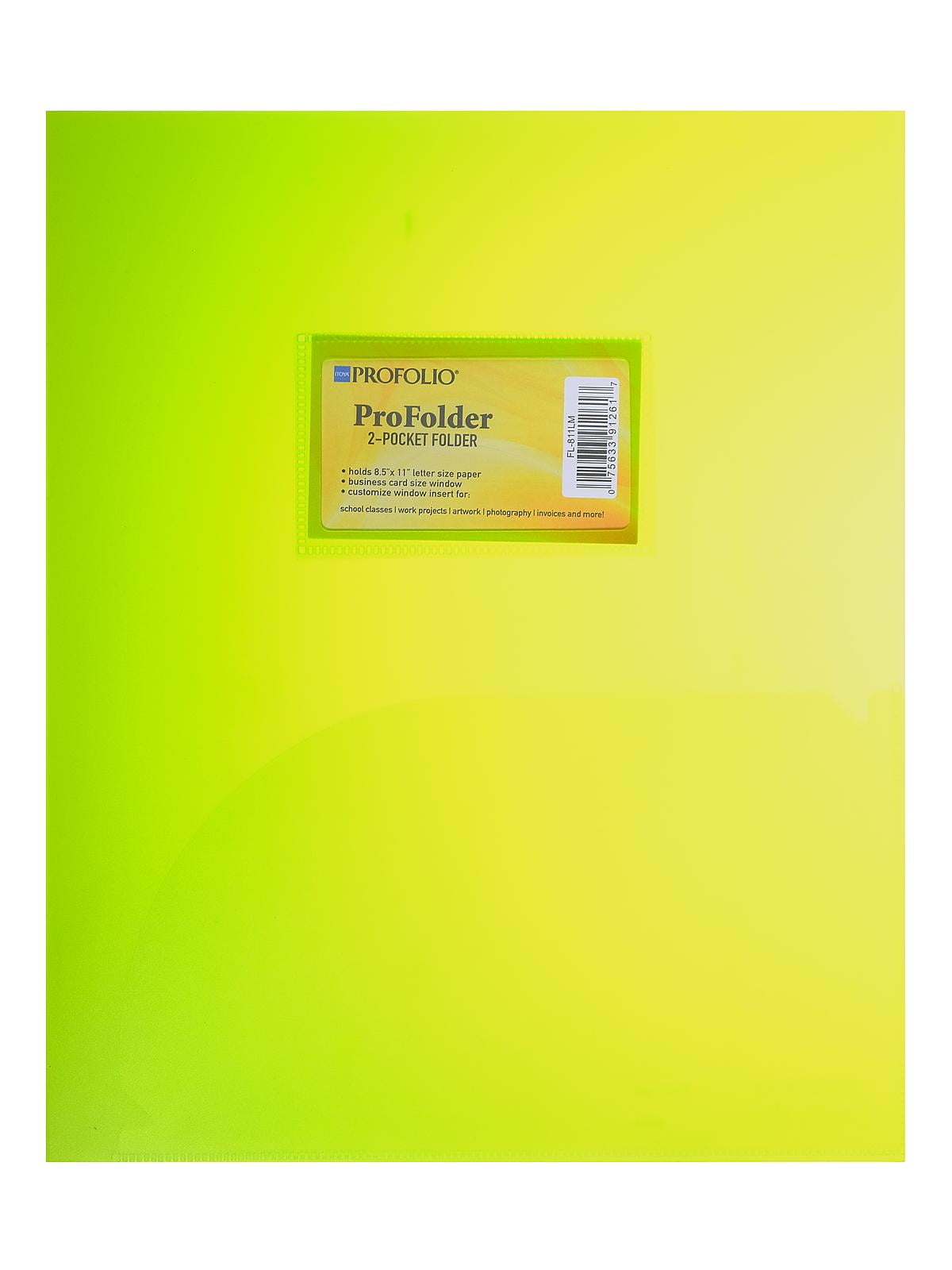 ProFolder 2-Pocket Folder 8 1/2 in. x 11 in., lime (pack of 12 ...