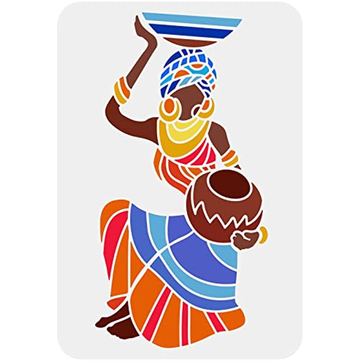 African Girl Stencils Lady Silhouette Drawing Stencils Templates ...