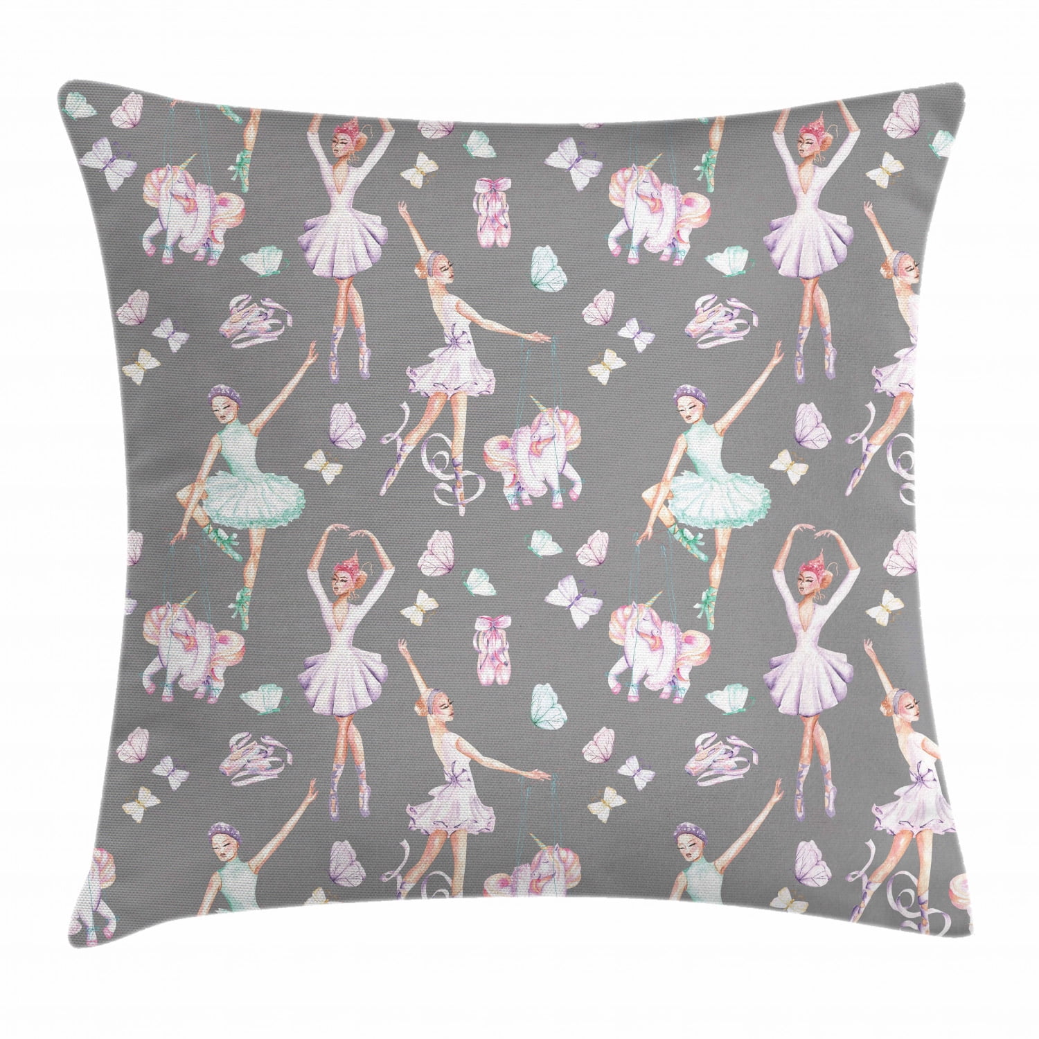 Kids Girls Throw Pillow Cushion Cover, Ballerinas Dancing Among Puppet ...