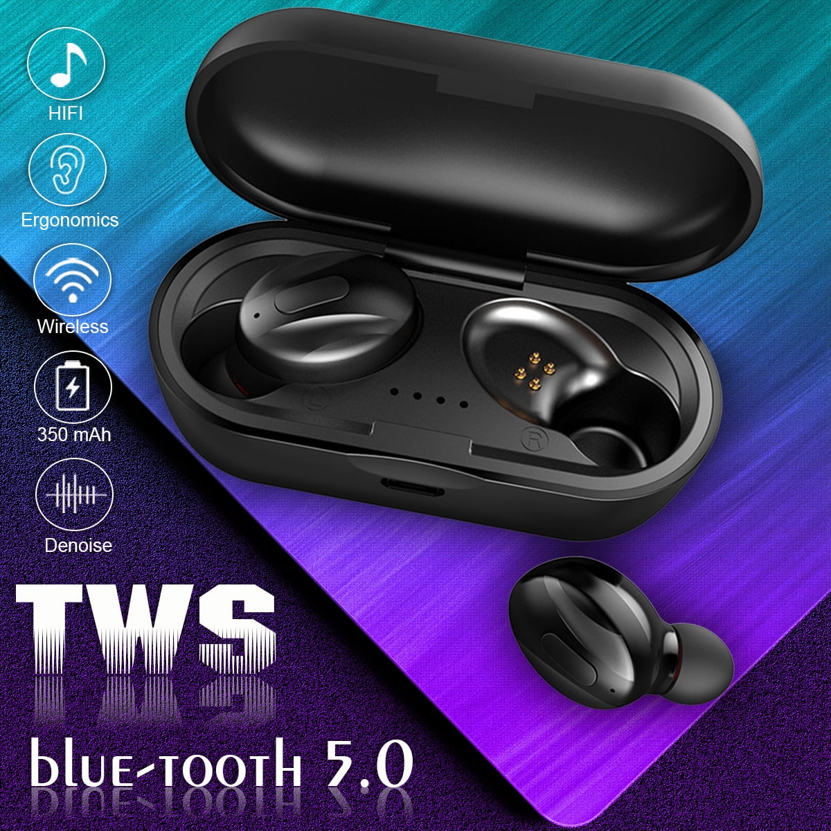 5.0 Bass True TWS Wireless Headphones, Sports Wireless Mini Earbuds ...