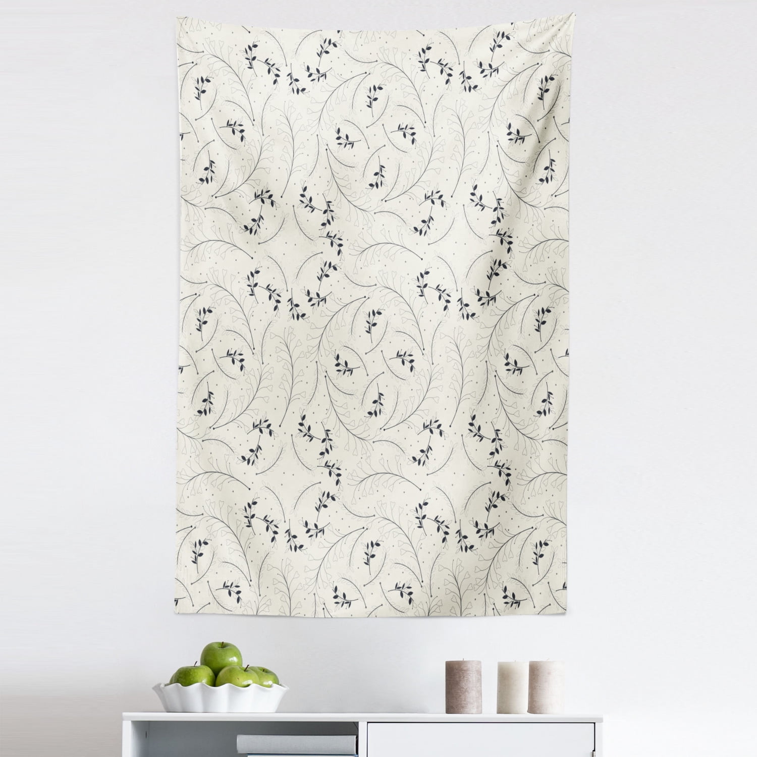 Ivory Spanish Tapestry, Minimal Circle of the Foliage Heart Shaped ...