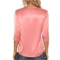Luwomo Tshirts for Women 3/4 Sleeve Solid Color Silk Tops,Pink ...