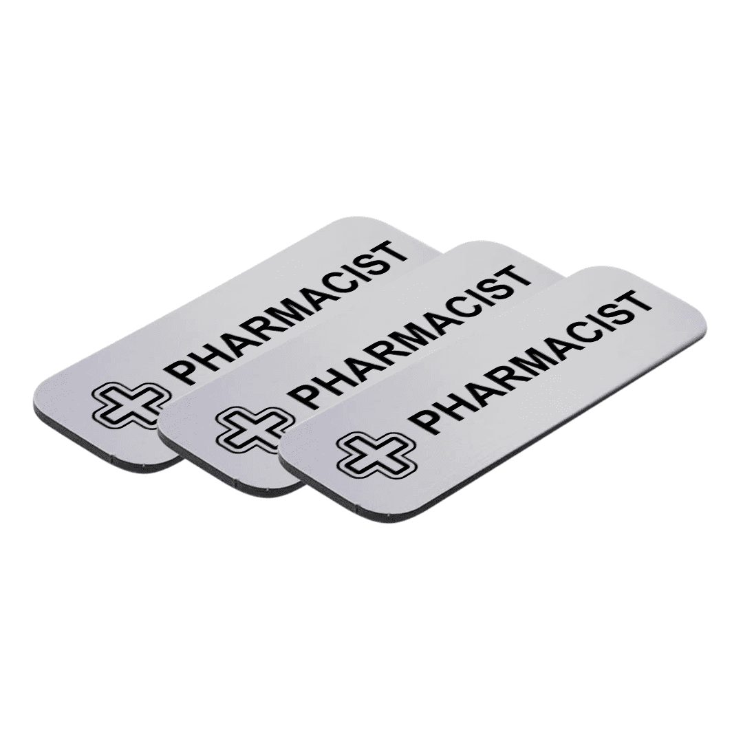 Pharmacist 1 x 3" Name Tag/Badge, Silver, (3 Pack) - Walmart.com