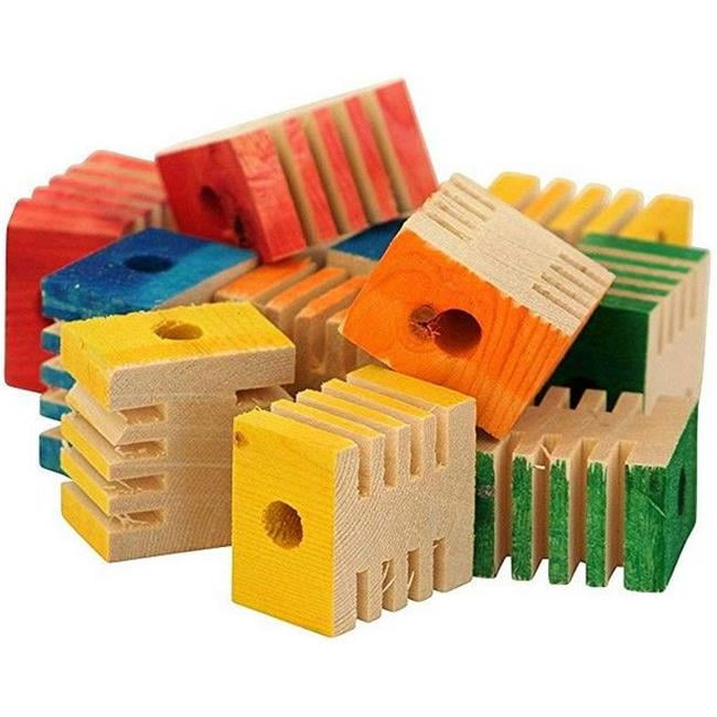 Parrots 5 Pack Large Groovy Wood Foraging Blocks for Bird Toys ...