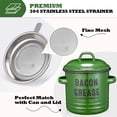 Green 46oz Stainless Steel Food Storage Grease Container with Strainer ...