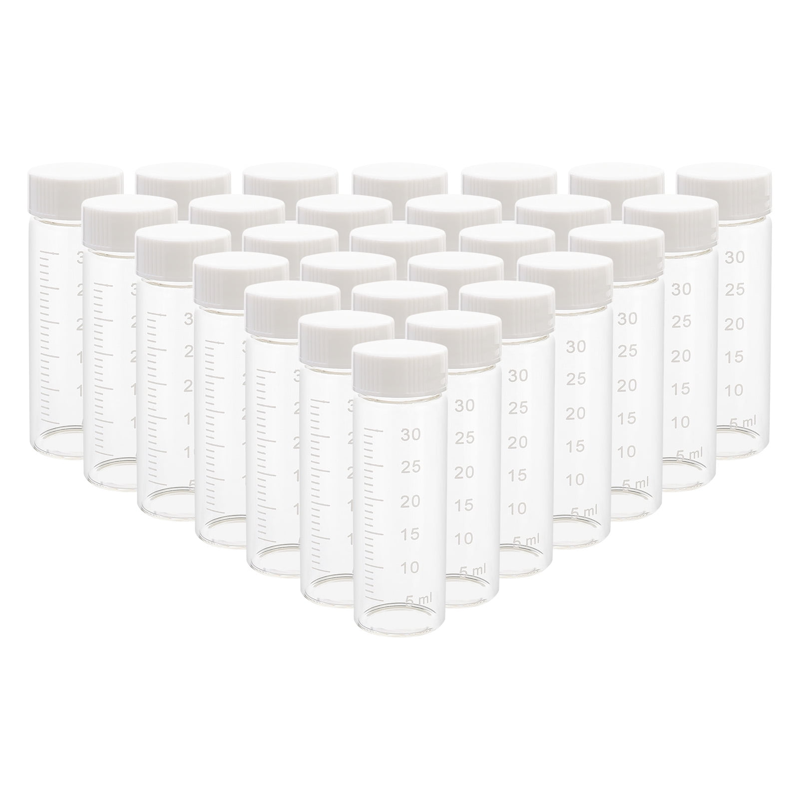 JIUWU 28pcs 30ml Clear Glass Vials with Scale, White Screw Caps ...
