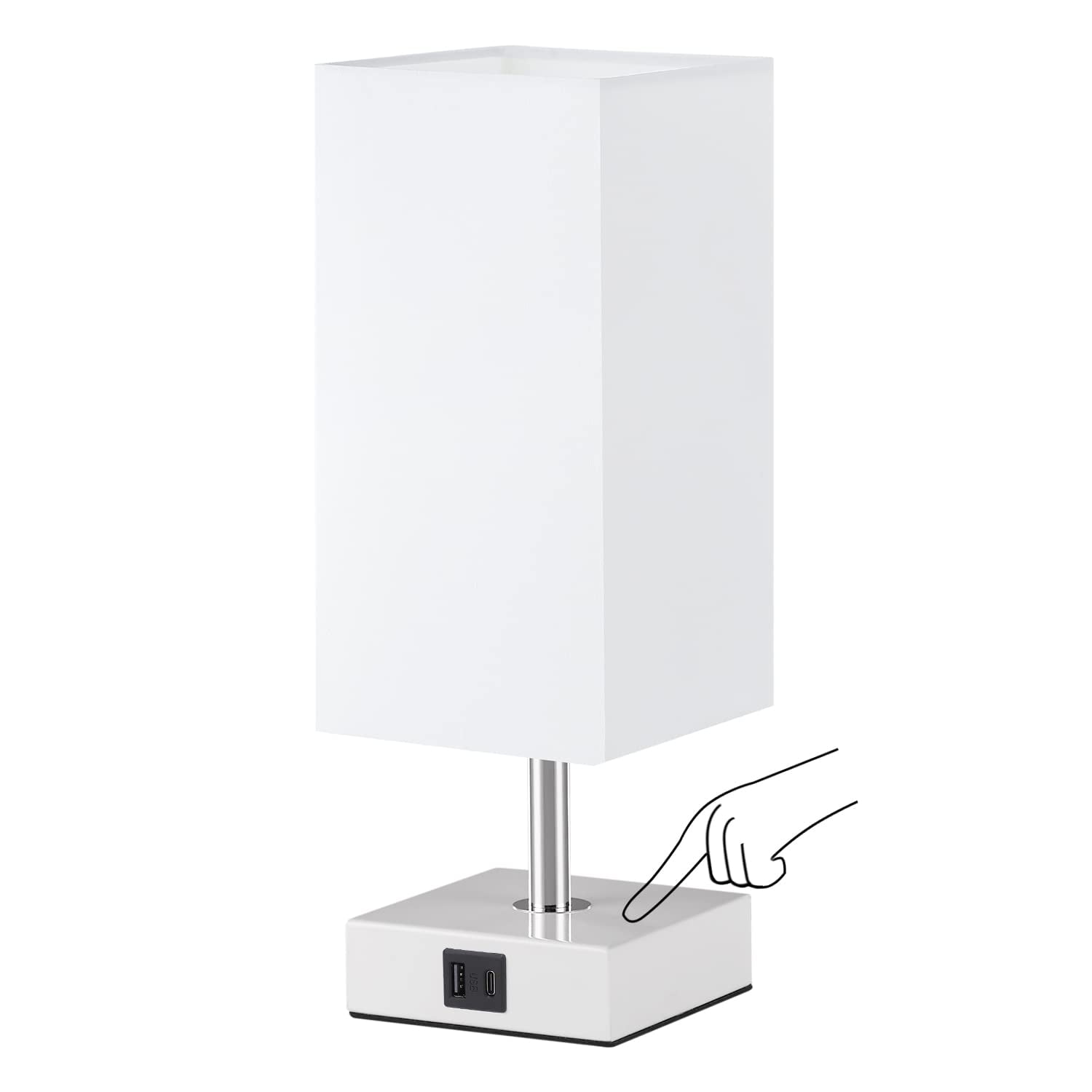 Nightstand Touch Table Lamp with USB Ports,LED Bulb Included - Walmart.com