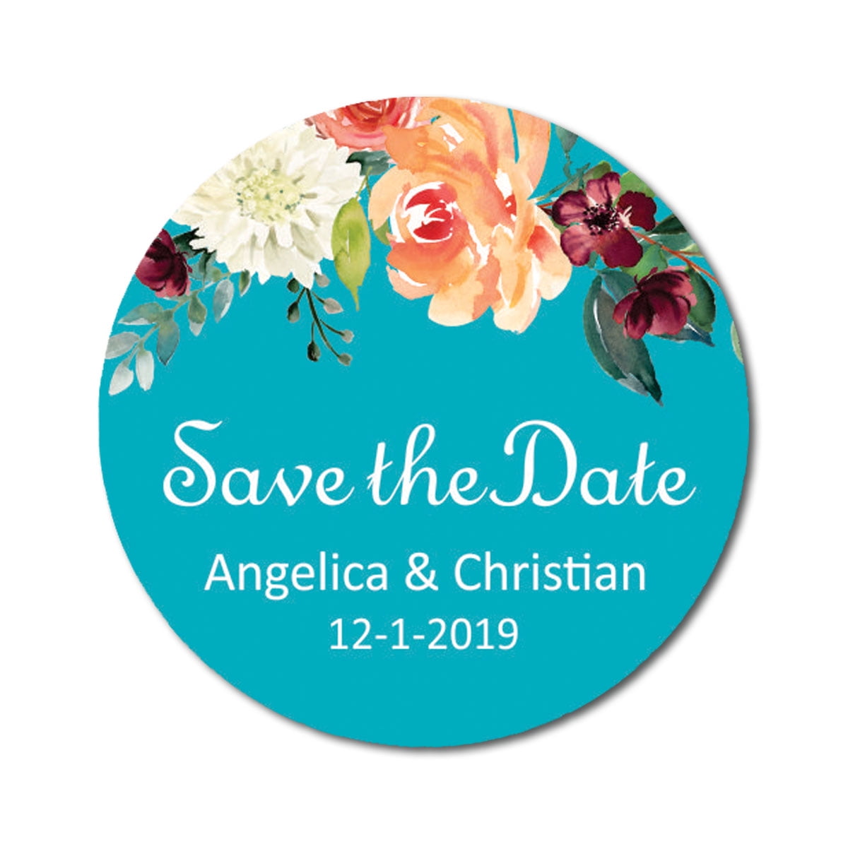Darling Souvenir Round 45 Pcs Floral Save The Date Stickers Wedding ...