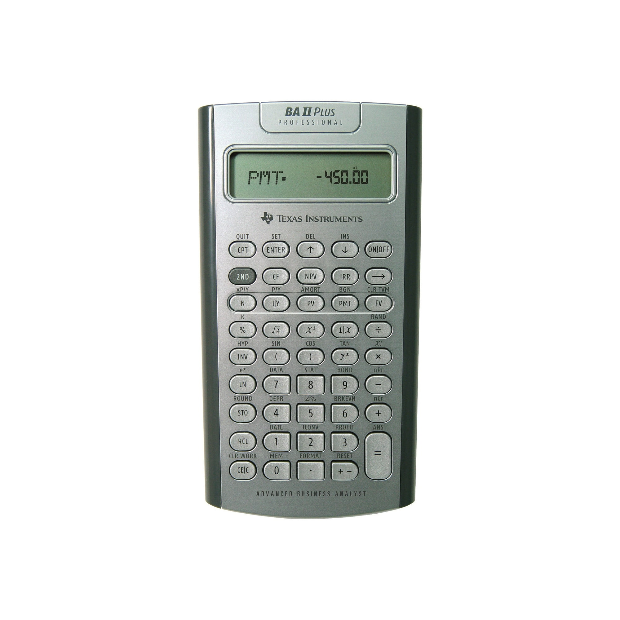 Texas Instruments BAII Plus Professional Calculator - 10 Digit(s) - Battery Powered - 1.3 x 6.9 - 1 Each